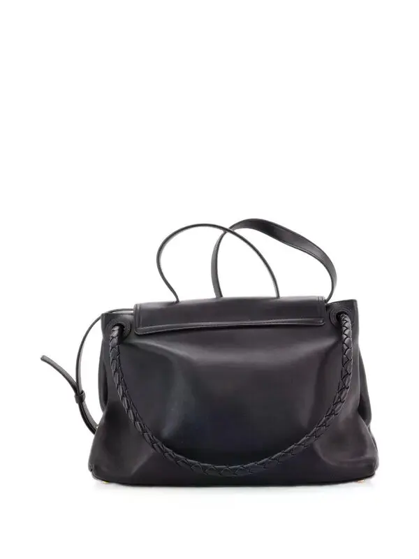 Bottega Veneta Ciao Ciao Top Handle Bag Leather With Intrecciato Detail Medium Satchel - Black