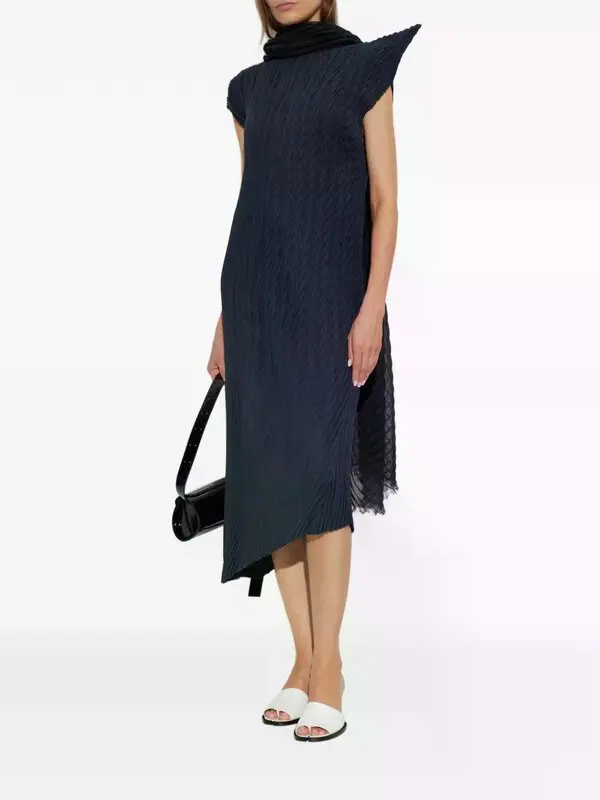 Issey Miyake Asymmetric Pleated Midi Dress