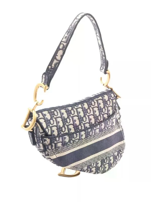 Dior 2010-2026 Oblique Embroidered Canvas Saddle Bag Shoulder Bag