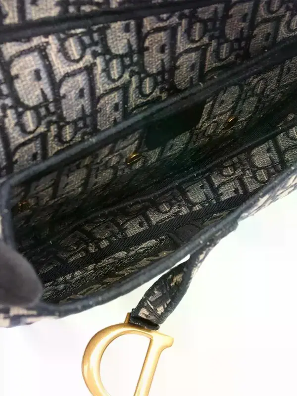 Dior 2010-2026 Oblique Embroidered Canvas Saddle Bag Shoulder Bag