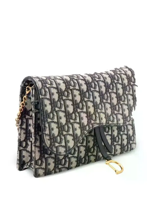 Dior Oblique Canvas Saddle Chain Clutch Bag - Blue