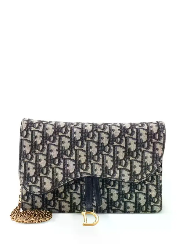 Dior Oblique Canvas Saddle Chain Clutch Bag - Blue