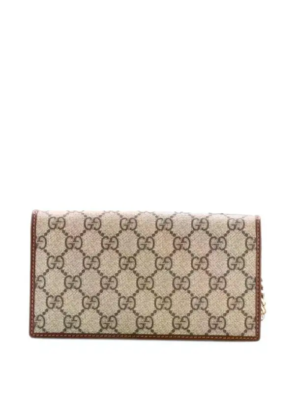 Gucci Horsebit 1955 Chain Wallet Gg Coated Canvas Crossbody Bag - Brown