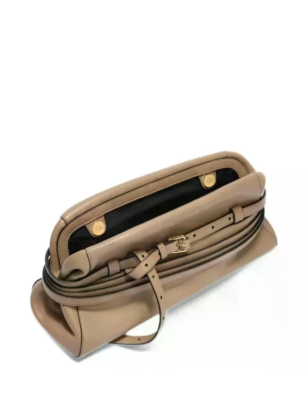 Moschino Buckle-detail Leather Clutch Bag - Black