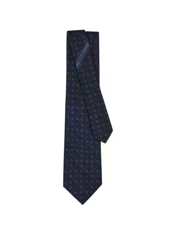 FERRAGAMO Micro Pattern Silk Tie