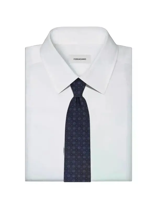 FERRAGAMO Micro Pattern Silk Tie