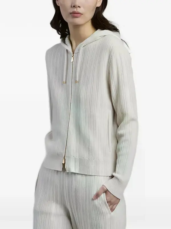 Eleventy Ribbed Zip-up Hoodie