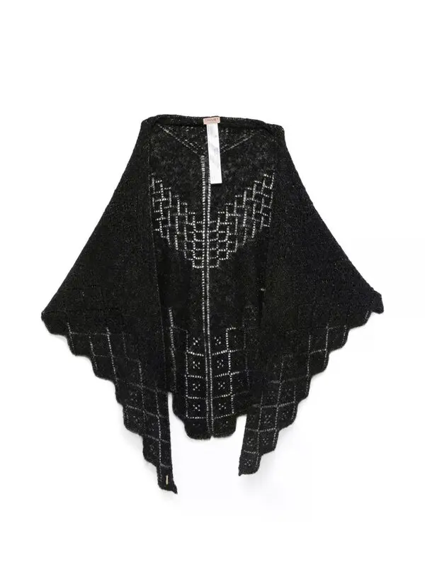 TWINSET Geometric-knit Scalloped Scarf - Black