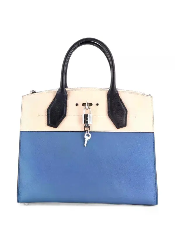 LOUIS VUITTON City Steamer Handbag Leather Mm Tote Bag - Blue