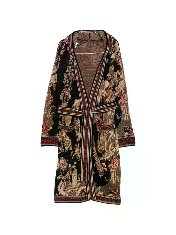 Etro Jacquard-knit Belted Cardigan