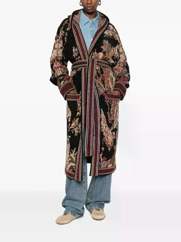 Etro Jacquard-knit Belted Cardigan