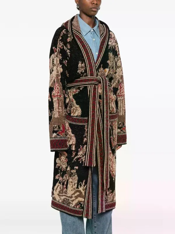 Etro Jacquard-knit Belted Cardigan