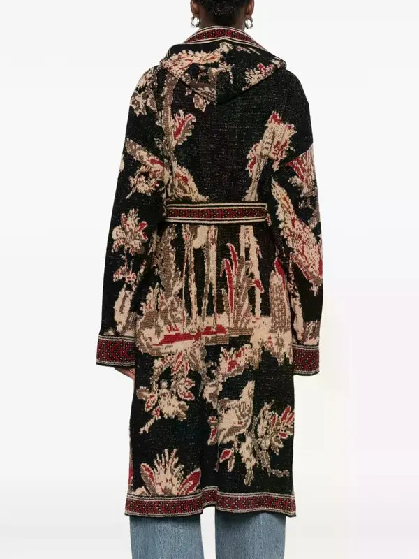 Etro Jacquard-knit Belted Cardigan