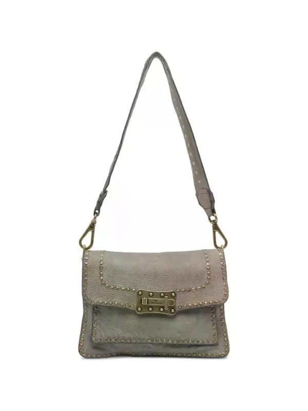 CAMPOMAGGI Agnese Stud-embellished Leather Shoulder Bag - Grey