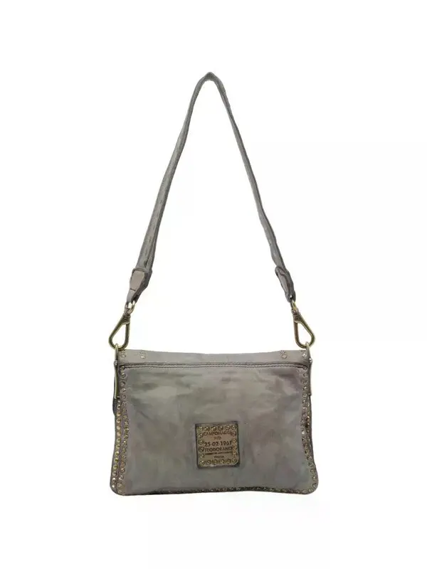 CAMPOMAGGI Stud-embellished Leather Shoulder Bag - Grey