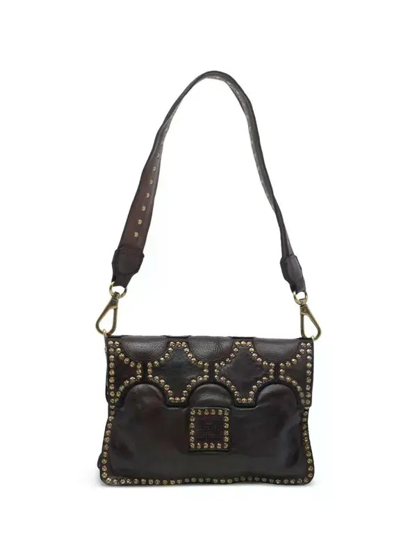 CAMPOMAGGI Agnese Stud-embellished Leather Shoulder Bag - Brown