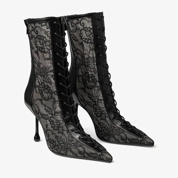 JIMMY CHOO Scarlett Ankle Boot 95 Lace And Nappa Leather Ankle Boot