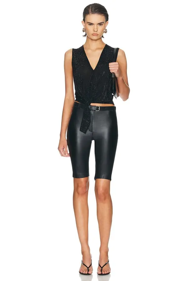 Alexander Wang Hotfix Knotted Deep V-neck Tank Top