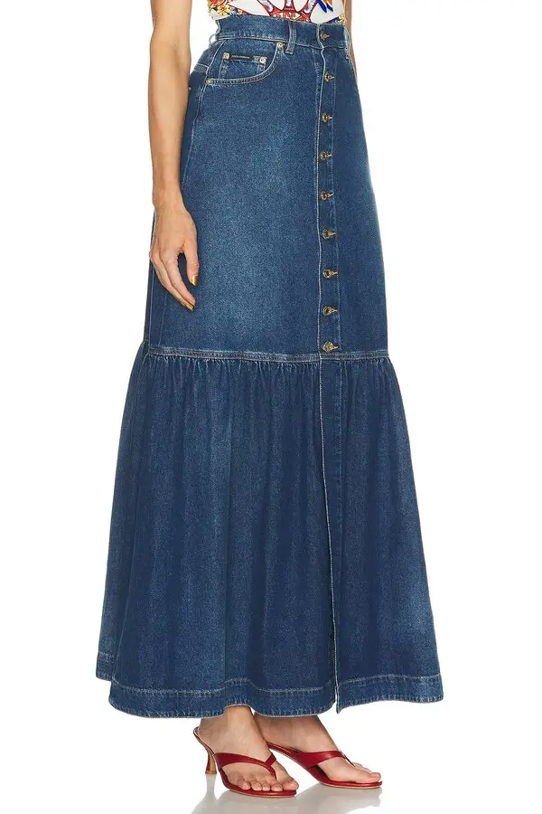 Dolce & Gabbana Button Front Denim Maxi Skirt