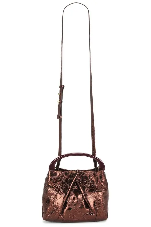 Dries Van Noten Small Resin Handle Fold And Crossbody Bag In Metallic Copper