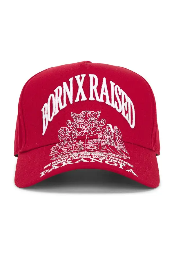 BORN X RAISED Paranoia Crest Baseball Cap - Cardinal