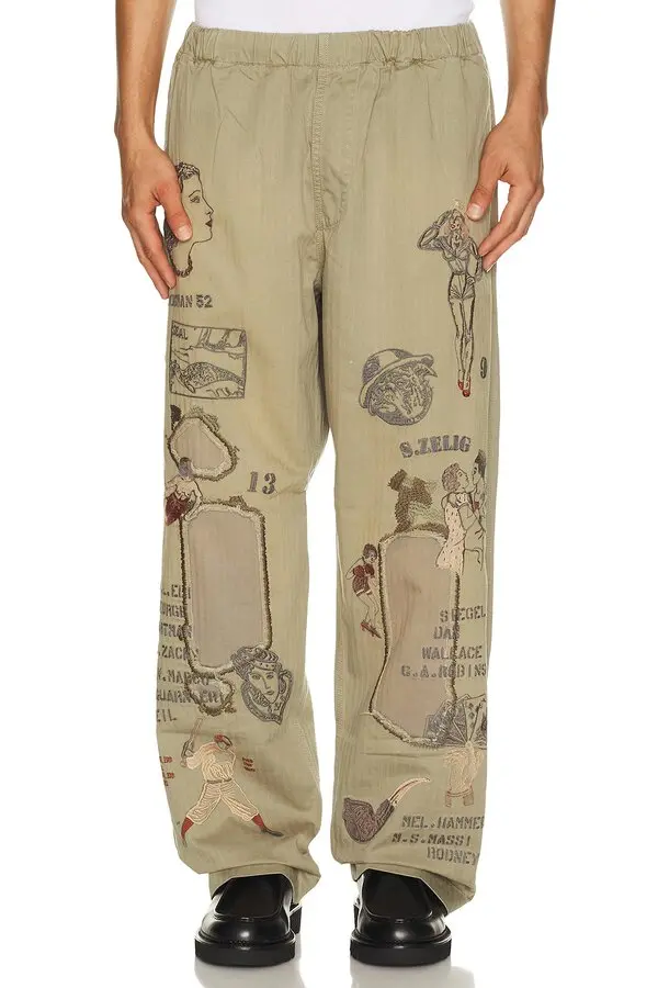 SAMUEL ZELIG Duffle Pant In Green - Faded Olive