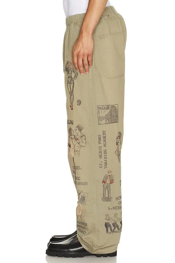 SAMUEL ZELIG Duffle Pant In Green - Faded Olive