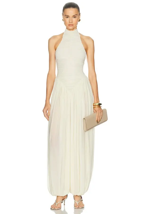 MAYGEL CORONEL Solenne Halter Jumpsuit - Antique
