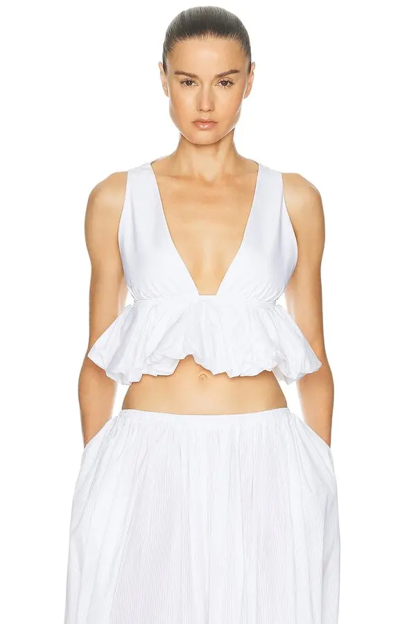 Alaïa Openwork Crop Top - Blanc