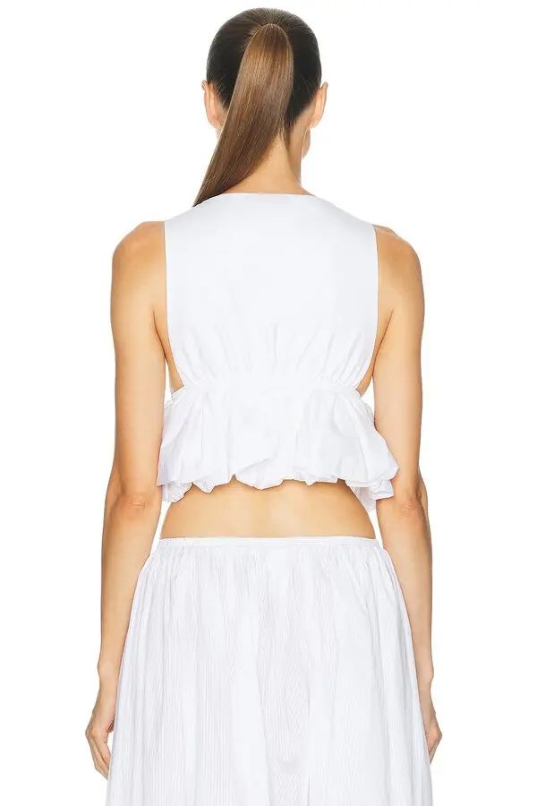 Alaïa Openwork Crop Top - Blanc