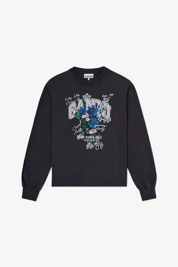 GANNI Long-sleeve T-shirt With Flowers