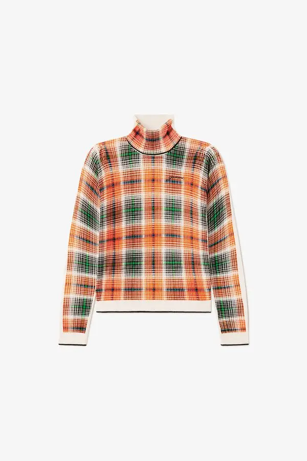 GANNI Printed Jersey Turtleneck With Long Sleeves - Orange