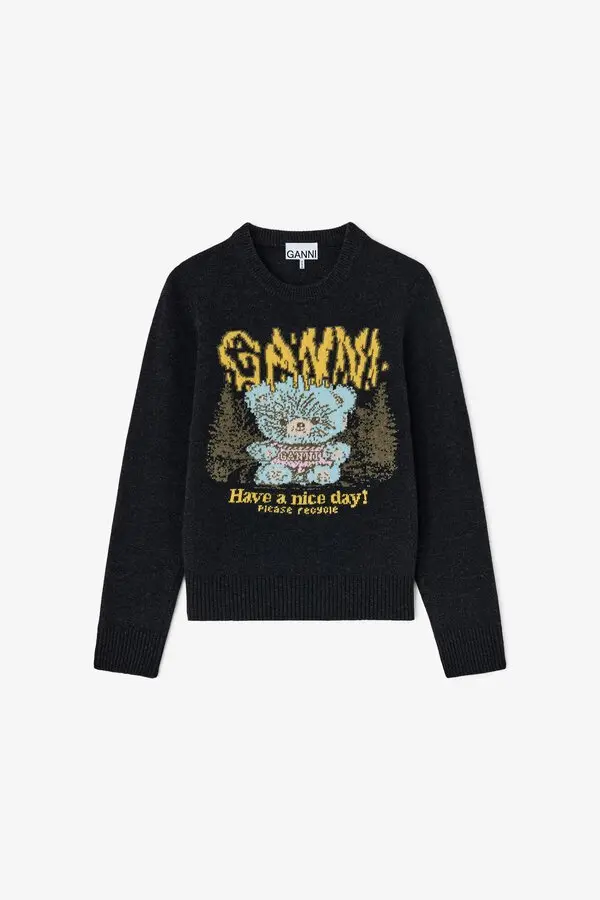 GANNI Sweater With Forest Teddy