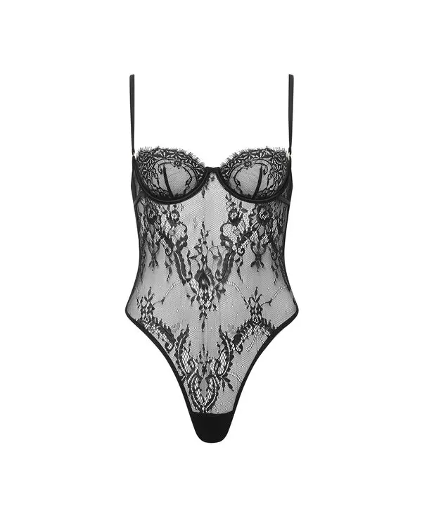 Bluebella Madeline Sheer Lace Bodysuit - Black