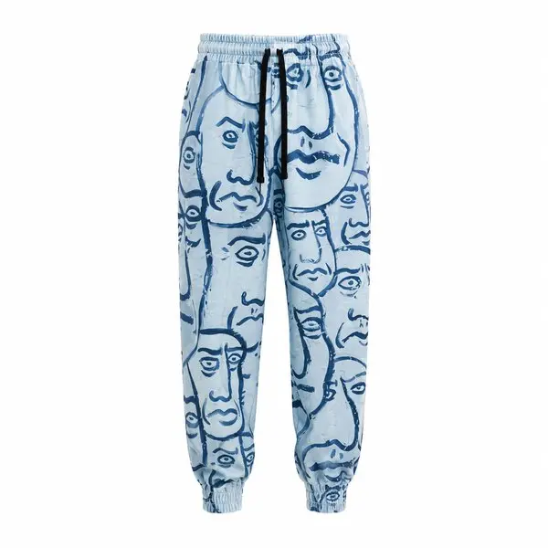 MYSIMPLICATED Trousers In With Faces Design Recycled Fabric