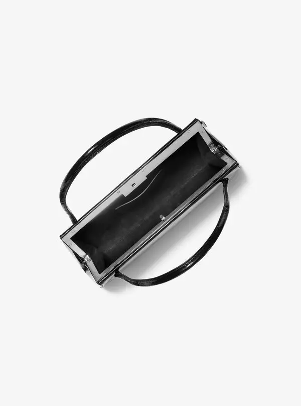 Michael Kors Anna Slim Patent Leather Frame Bag - Black