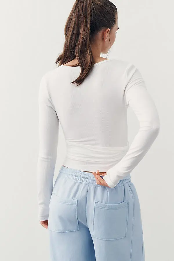 Daily Practice Surplice Wrap-front Top - White