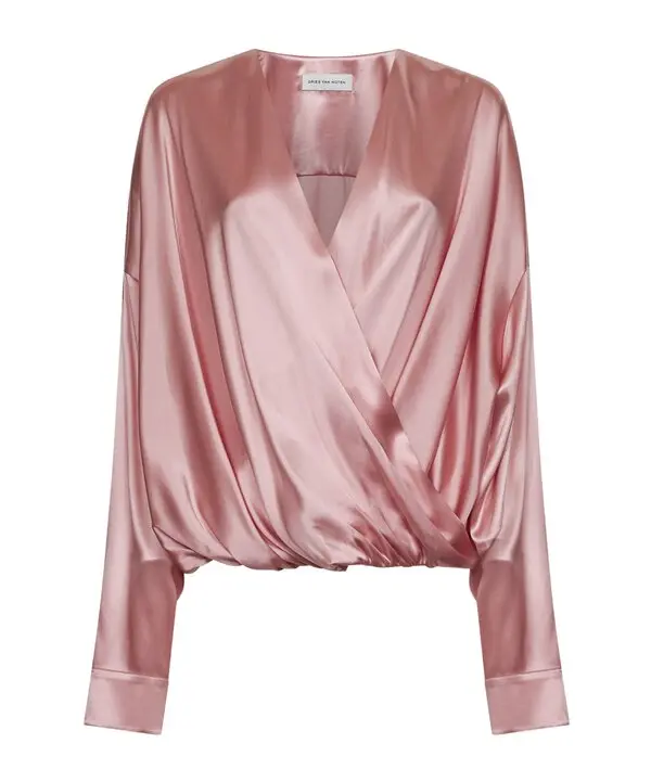 Dries Van Noten Long-sleeved V-neck Top - Pink