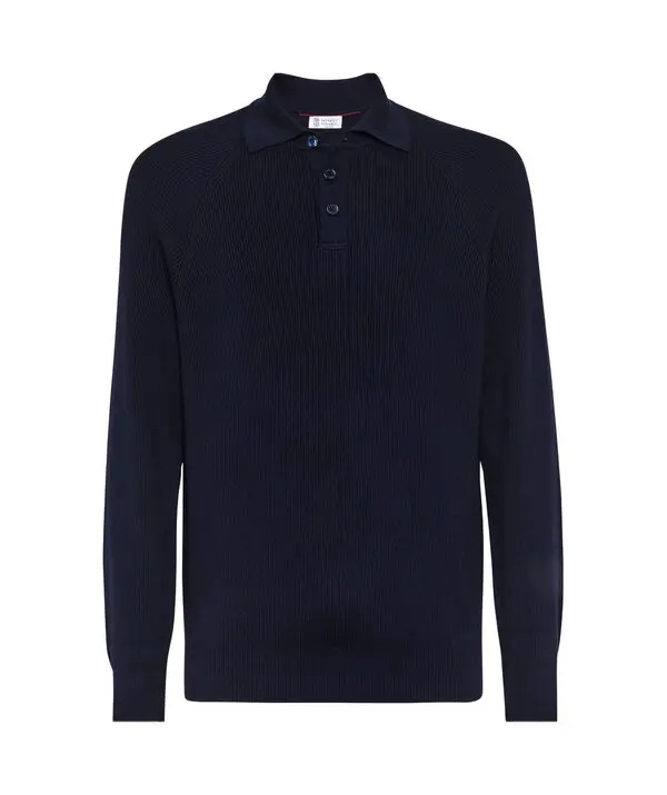 Brunello Cucinelli Long Sleeved Knitted Polo Jumper
