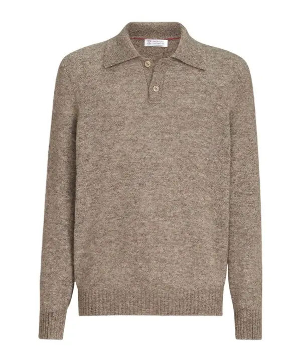 Brunello Cucinelli Alpaca, Cashmere And Wool Knit Polo
