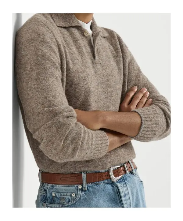 Brunello Cucinelli Alpaca, Cashmere And Wool Knit Polo