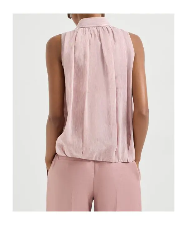 Brunello Cucinelli Striped-print Buttoned Sleeveless Shirt