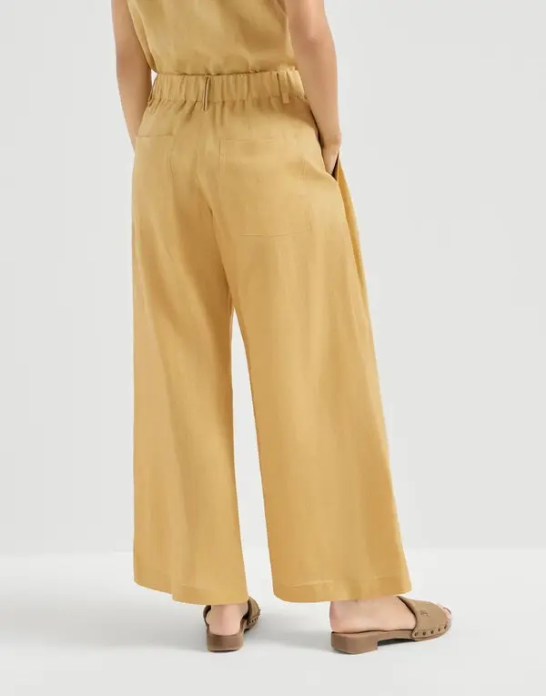 Brunello Cucinelli Linen Trousers With Drawstring And Monili