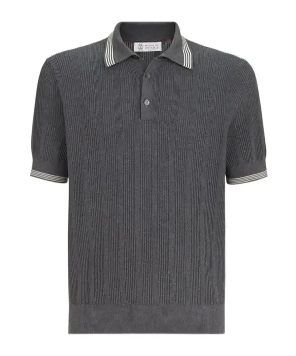 Brunello Cucinelli Cotton Textured Rib-knit Polo