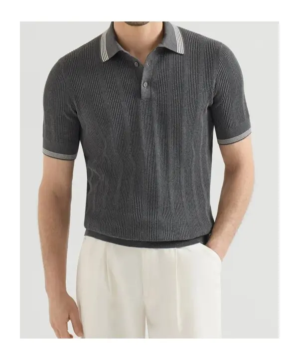Brunello Cucinelli Cotton Textured Rib-knit Polo