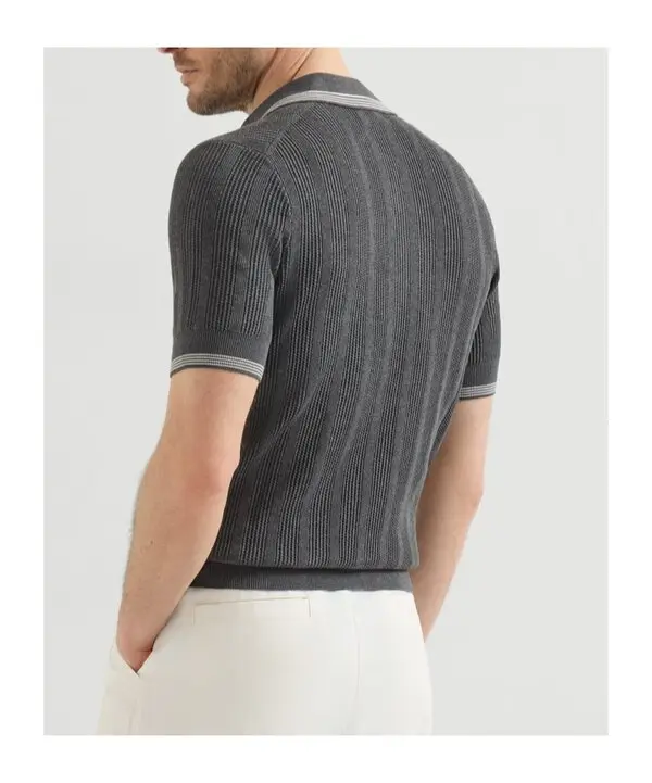 Brunello Cucinelli Cotton Textured Rib-knit Polo