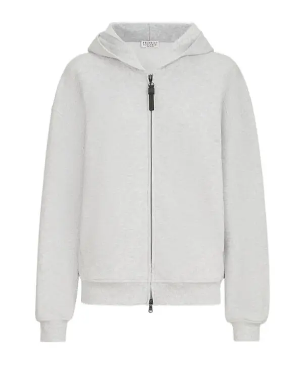 Brunello Cucinelli Cotton Smooth French-terry Topwear With Shiny Zipper-pull