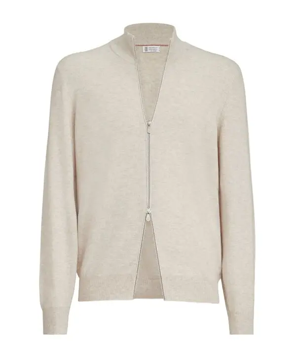 Brunello Cucinelli Cashmere Turtleneck Cardigan With Zipper