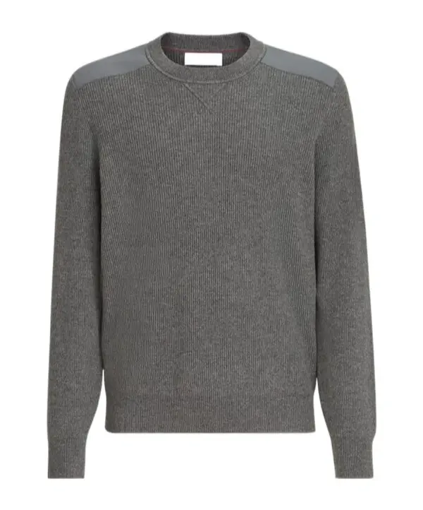 Brunello Cucinelli Cashmere Ribbed Sweater With Cotton Inserts