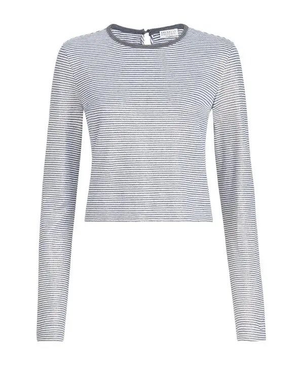 Brunello Cucinelli Striped-pattern Lamé Top